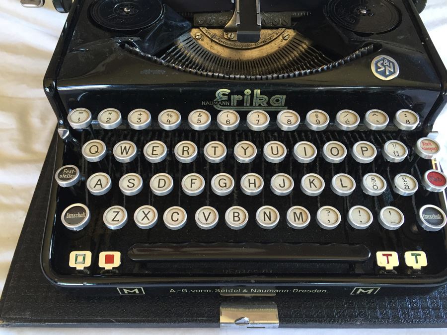 Vintage German Typewriter Erika Naumann Model M With Case And Owner's ...