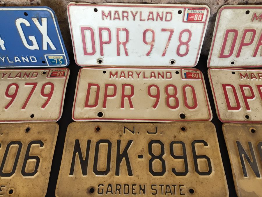Huge Lot Of Vintage License Plates From Maryland And New Jersey