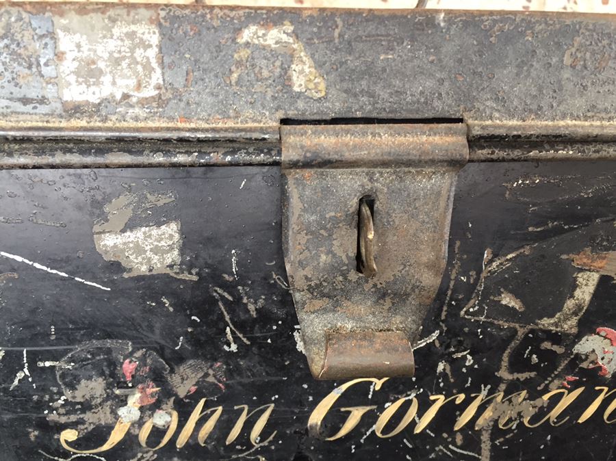Old Metal Box With Hand Painted Lettering And Old Lock From Ottawa Canada