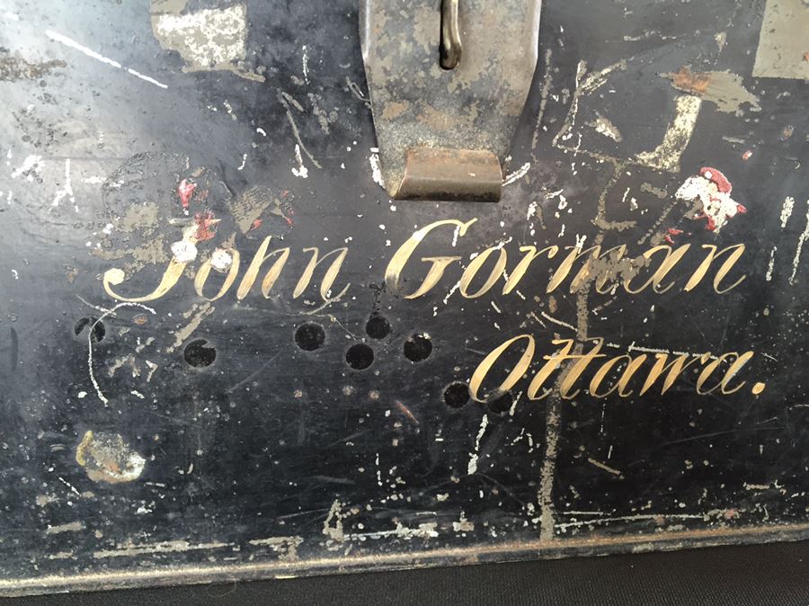 Old Metal Box With Hand Painted Lettering And Old Lock From Ottawa Canada