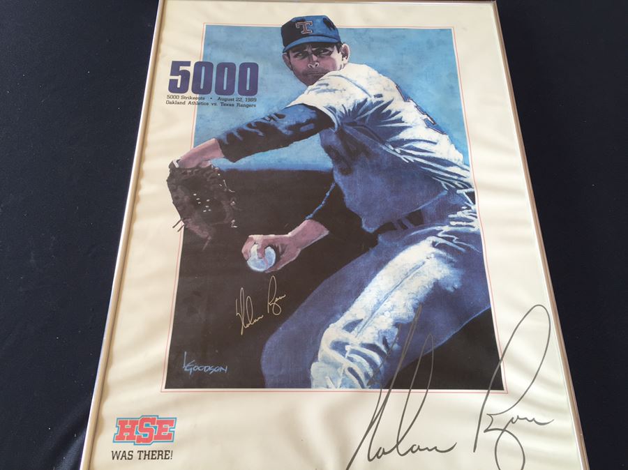 SIGNED Nolan Ryan Framed Poster 5000 Strikeouts (Signed Under Baseball)