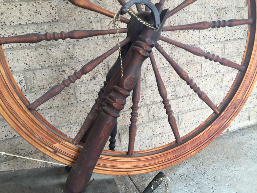 Antique Primitive Spinning Wheel 14 Spokes