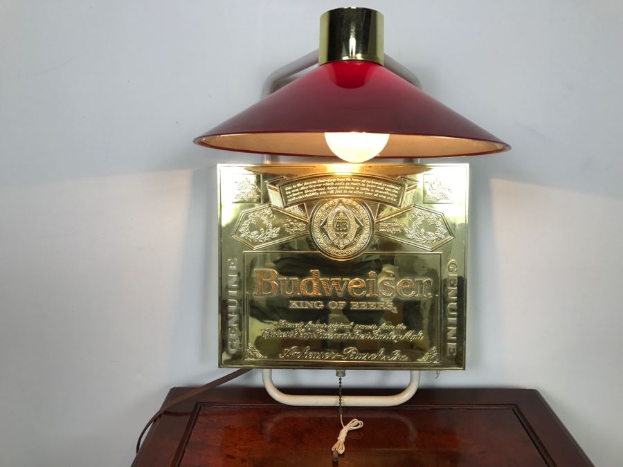 Budweiser King Of Beers Advertising Wall Mounted Light With Red Shade