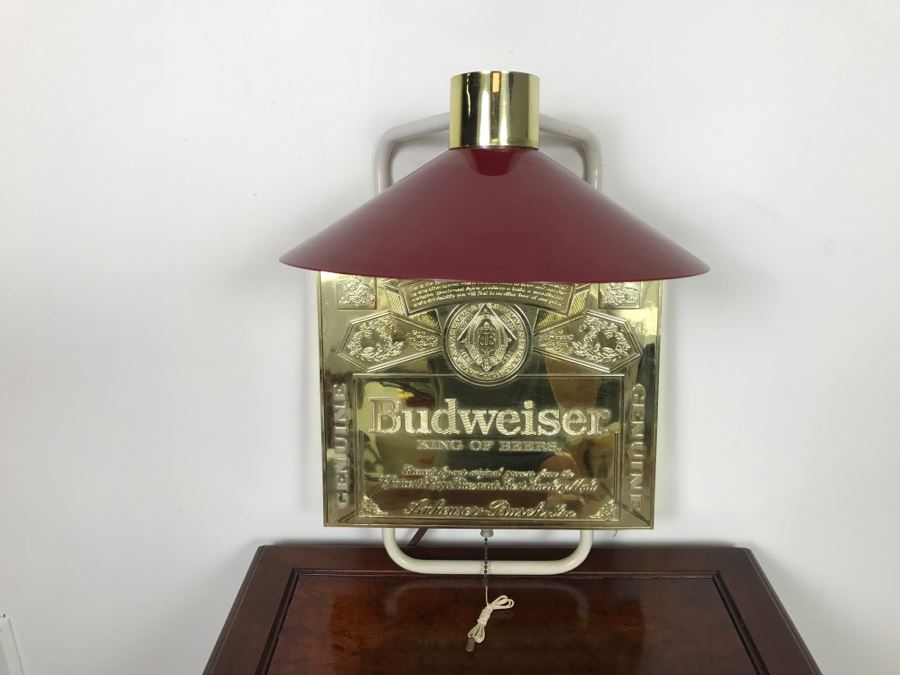 Budweiser King Of Beers Advertising Wall Mounted Light With Red Shade