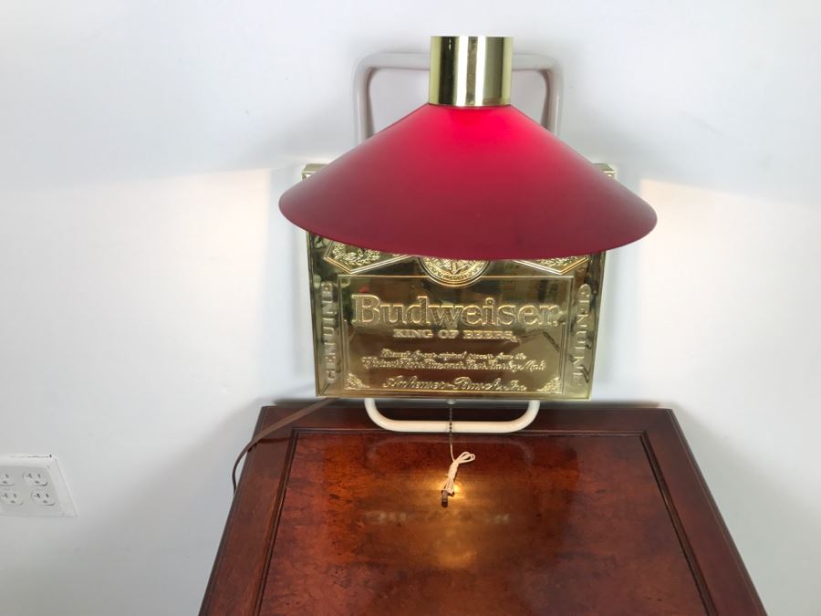 Budweiser King Of Beers Advertising Wall Mounted Light With Red Shade