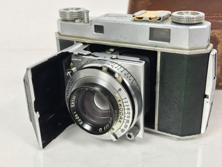 Pair Of Vintage Kodak Retina II Bellows Cameras One With Leather Camera Case