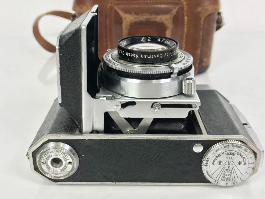 Pair Of Vintage Kodak Retina II Bellows Cameras One With Leather Camera Case