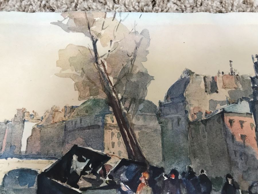 Vintage Original Watercolor Painting Cityscape Signed Marc?