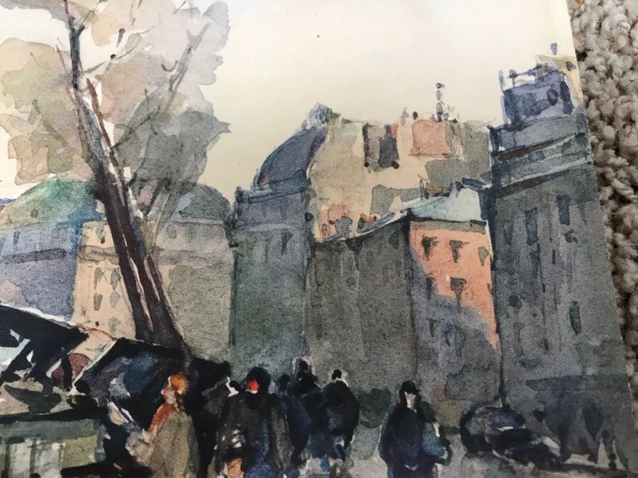 Vintage Original Watercolor Painting Cityscape Signed Marc?