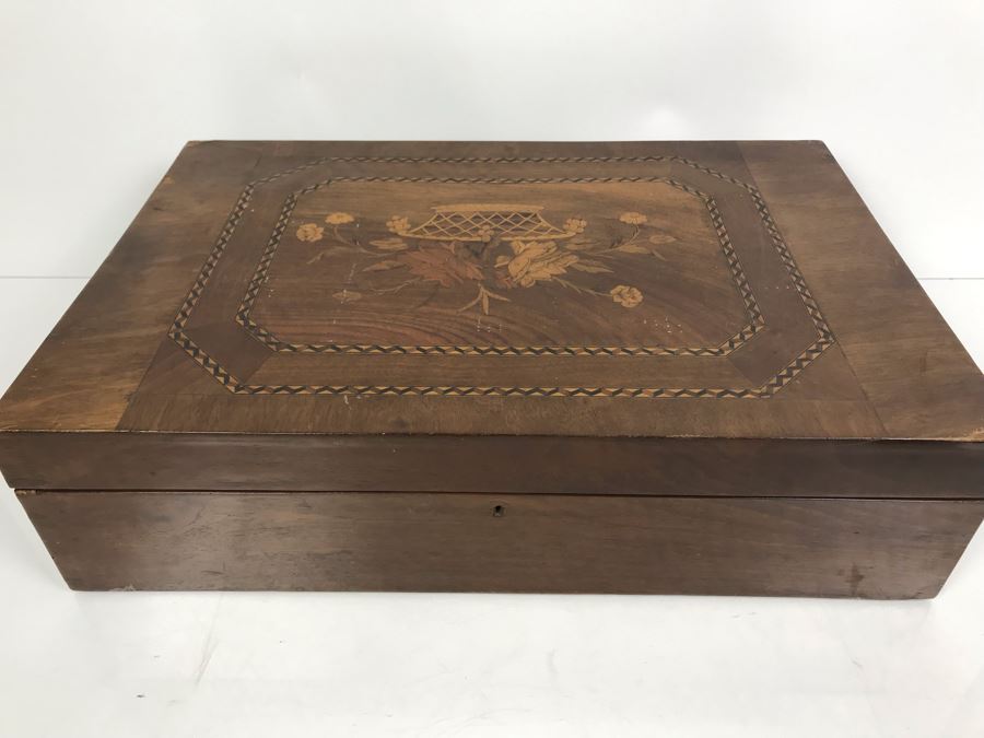 Beautiful Vintage Detailed Wood Inlaid Silverware Storage Box (Inside ...