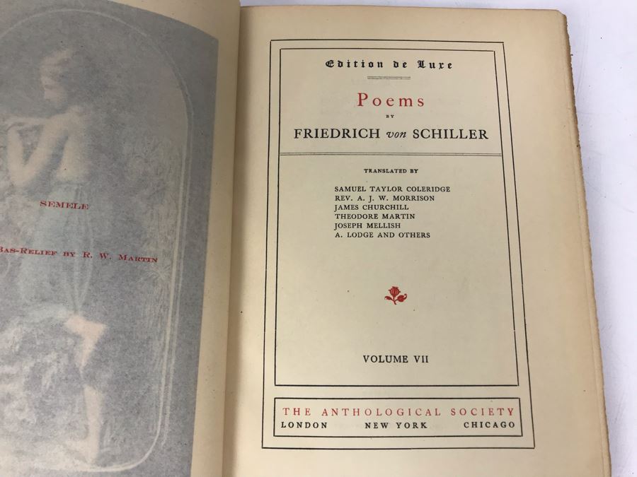 Limited Edition 1901 Book Poems By Friedrich Von Schiller
