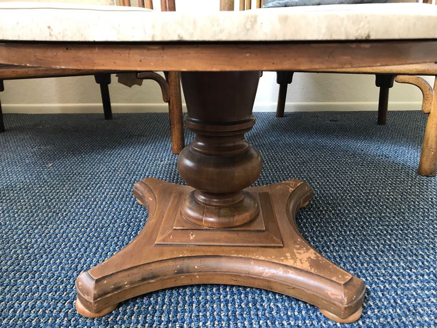 Vintage Travertine Top Pedestal Side Table By Buccola Brothers Crown ...