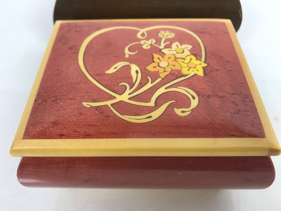 Pair Of Italian Inlaid Wooden Boxes - One Is Music Jewelry Ring Box