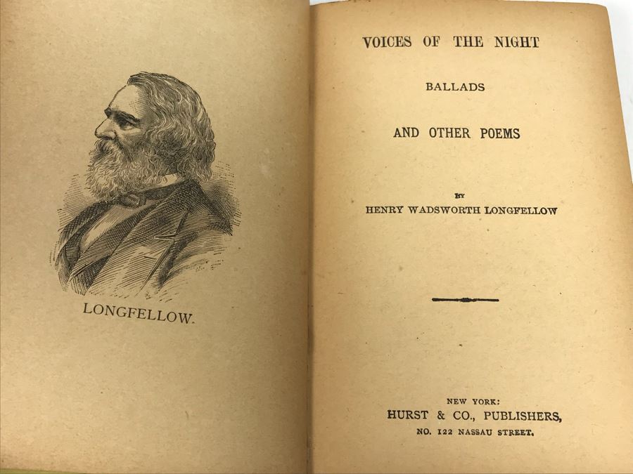 Antique Hardcover Book Voices Of The Night Ballads And Other Poems By ...