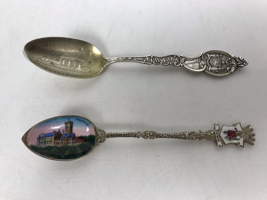 JUST ADDED - Eisenach Germany 800 Silver Tourist Spoon With Handpainted ...