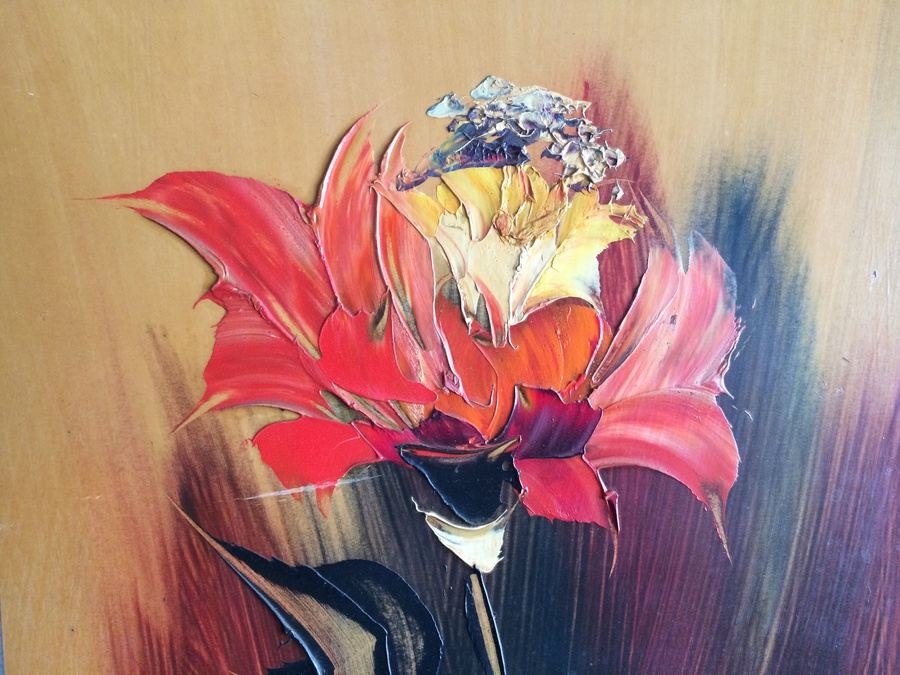 Original Floral Oil Painting (German?) - Artist Signature Illegible
