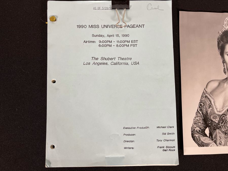 1990 Miss Universe Pageant Script, Signed Mona Grudt (Star Trek Actress ...