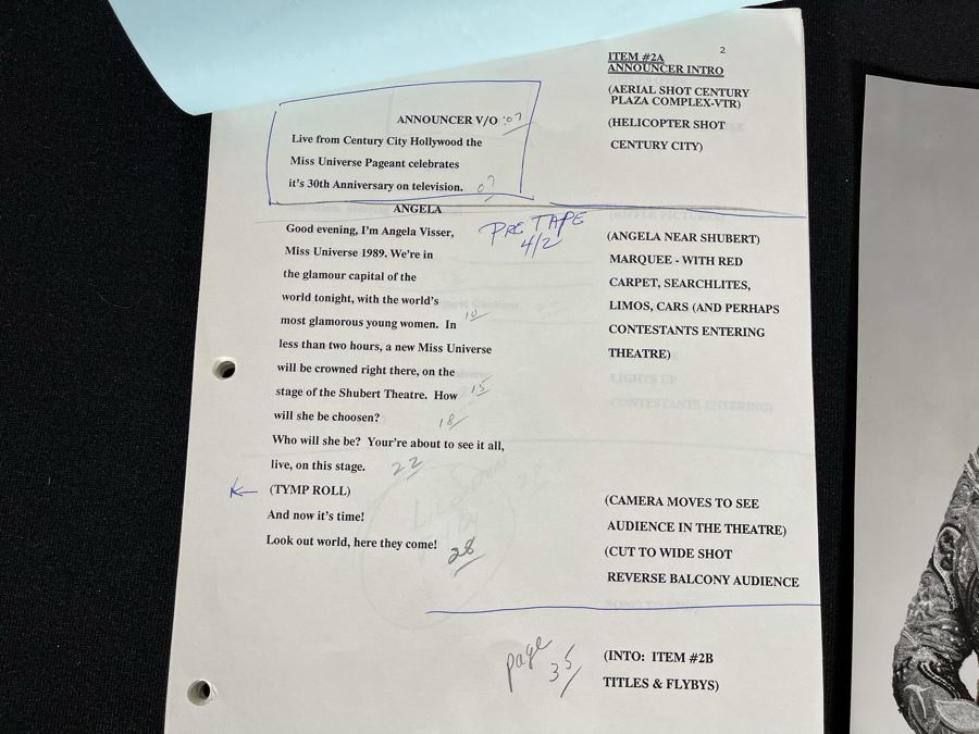 1990 Miss Universe Pageant Script, Signed Mona Grudt (Star Trek Actress ...