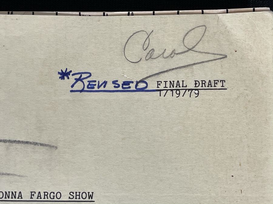 1979 Final Draft TV Script To 'The Donna Fargo Show' Show #0122 With ...