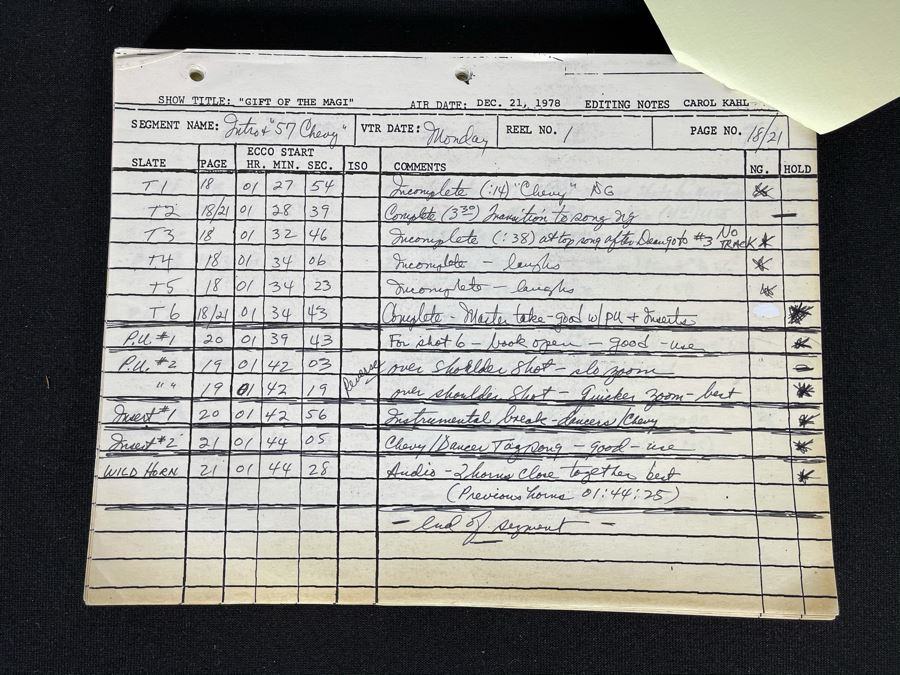 1979 Final Draft TV Script To 'The Donna Fargo Show' Show #0122 With ...