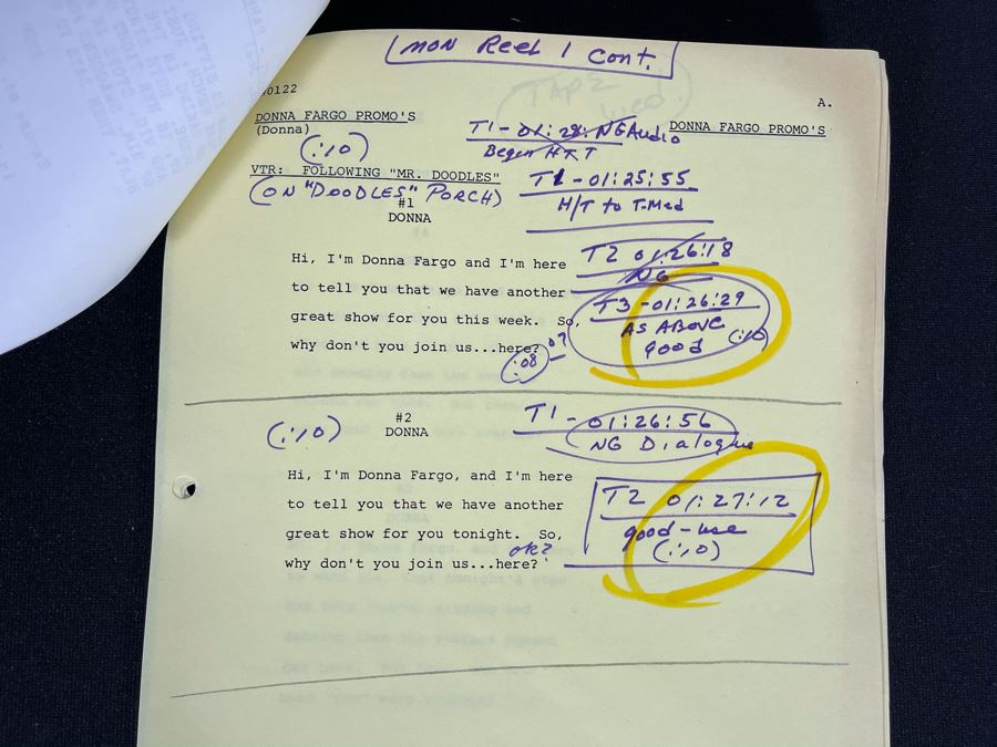 1979 Final Draft TV Script To 'The Donna Fargo Show' Show #0122 With ...