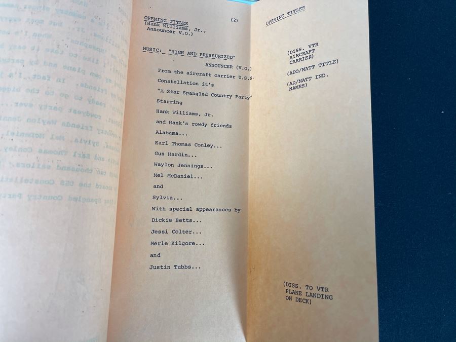 1984 First Draft TV Script To 'A Star Spangled Country Party' With Hank ...