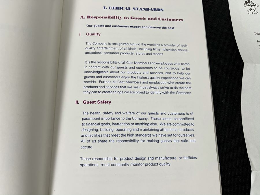 Disneyland Ephermera Standards Of Business Conduct The Walt Disney ...
