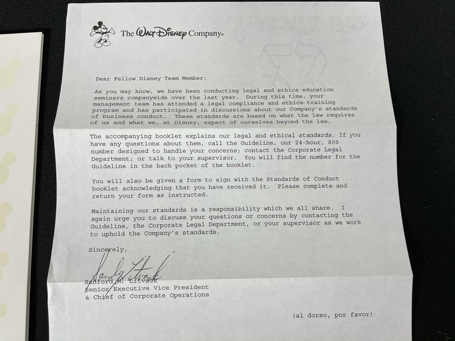Disneyland Ephermera Standards Of Business Conduct The Walt Disney ...