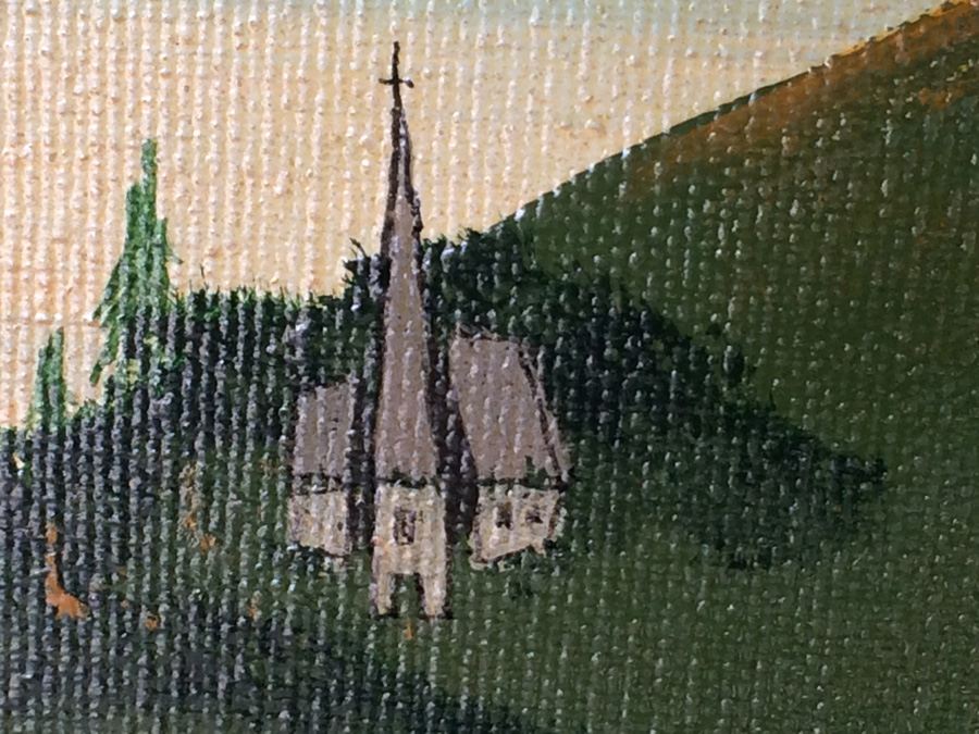 Folk Art Original Oil Painting Covered Bridge - Signed Stanwick?