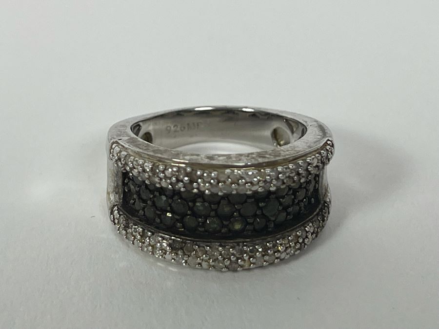 Sterling Silver Diamond Ring Size 7.5 7.1g