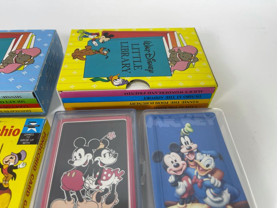 Collection Of Walt Disney Playing Cards And Pair Of Book Sets