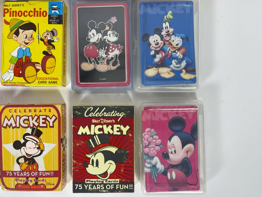 Collection Of Walt Disney Playing Cards And Pair Of Book Sets