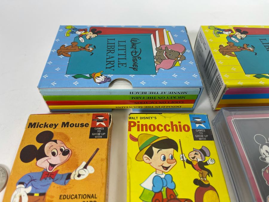Collection Of Walt Disney Playing Cards And Pair Of Book Sets
