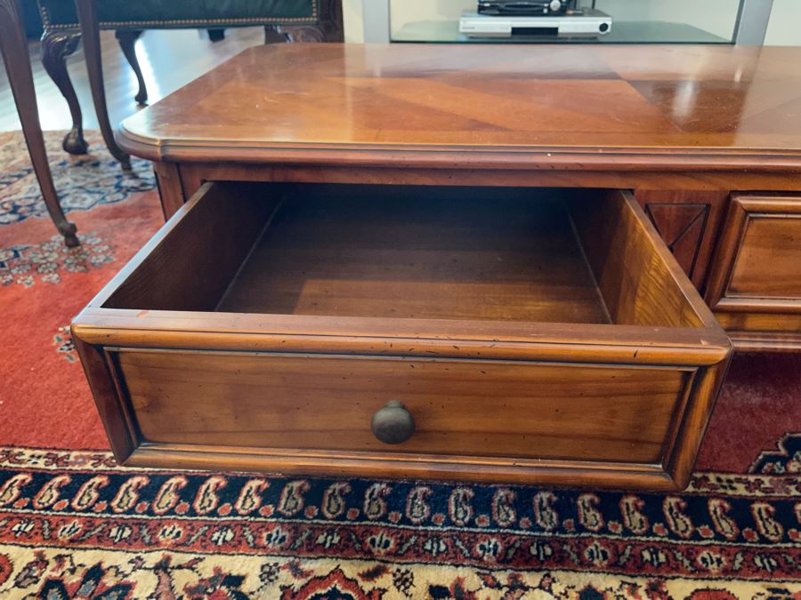 Wooden Coffee Table With Pair Of Drawers 4’3”W X 2’2”W X 1’3”H
