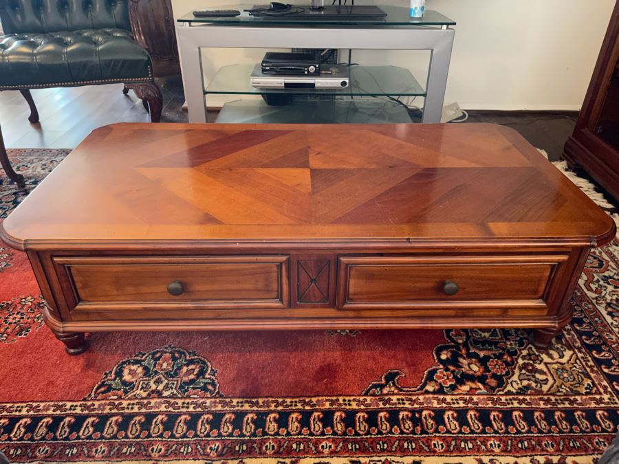 Wooden Coffee Table With Pair Of Drawers 4’3”W X 2’2”W X 1’3”H
