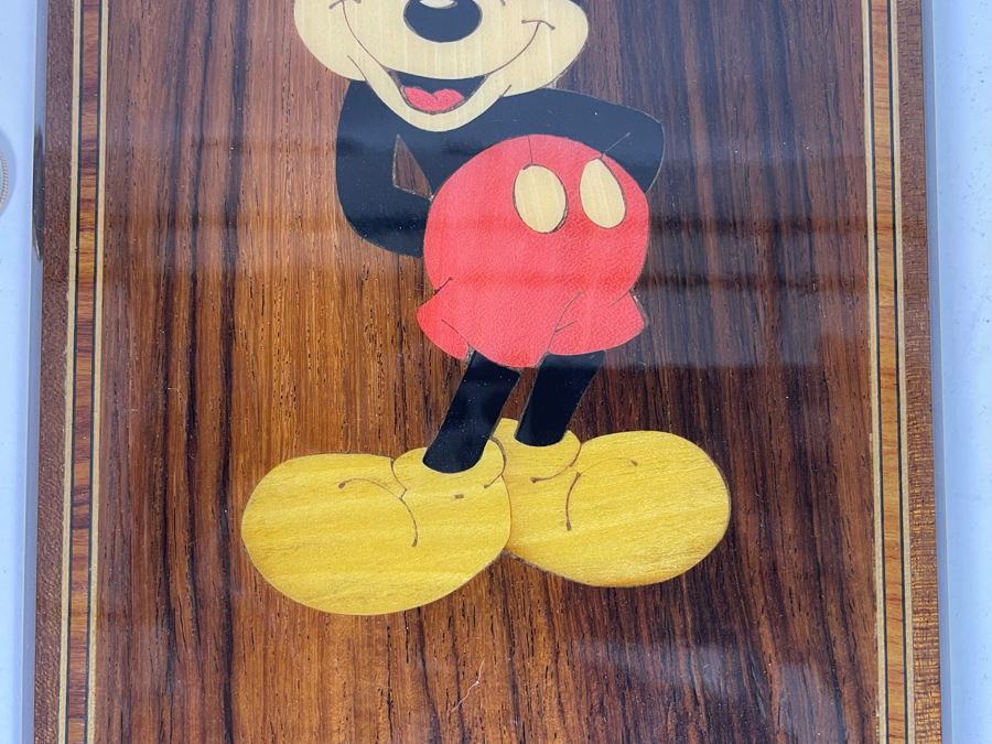 Inlaid Wooden Mickey Mouse Wall Plaque 6 X 8.5