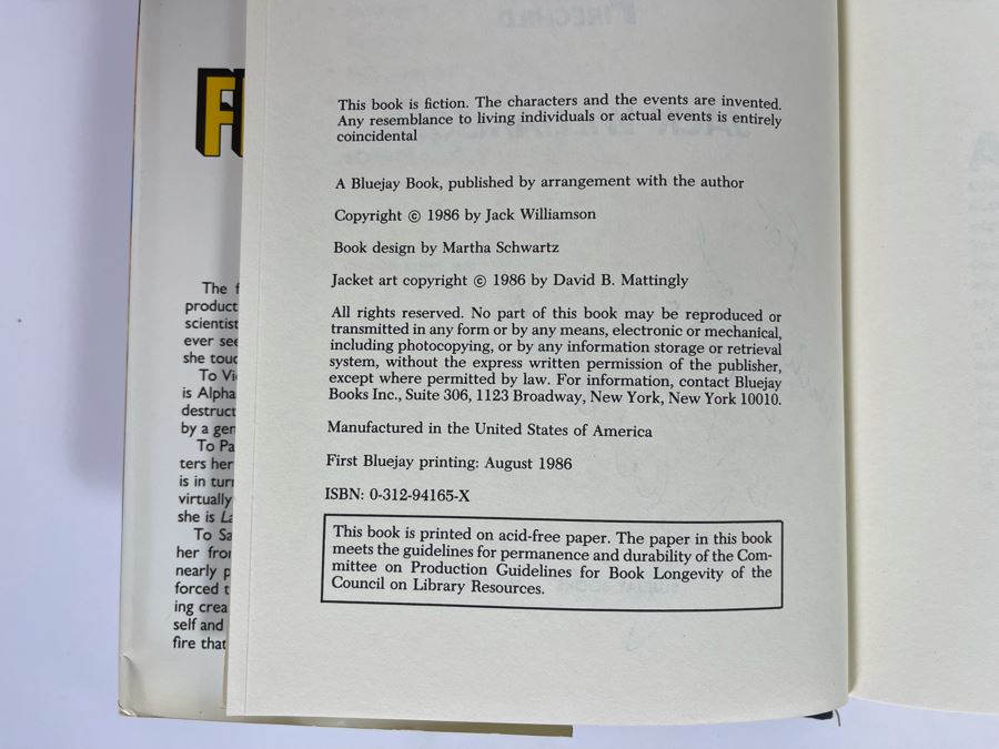 Signed First Printing Hardcover Book Firechild By Jack Williamson