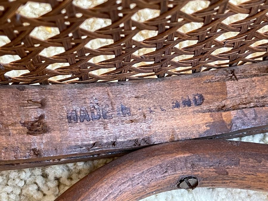 Pair Of Caned Thonet 18 Model Bentwood Chairs And Black Barstool With Cane Seat 24H