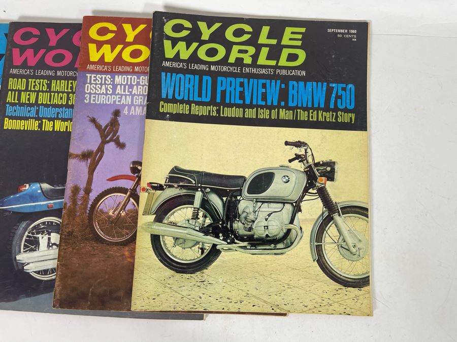 Vintage Cycle World Motorcycle Magazines 1968 & 1969 - See Photos