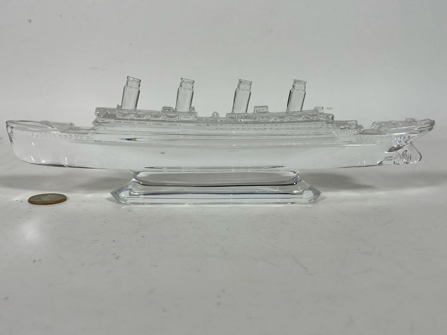 Waterford Crystal Titanic Steam Ship Model Figurine 11W X 3.5H