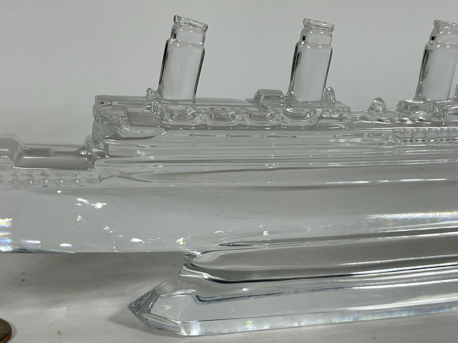 Waterford Crystal Titanic Steam Ship Model Figurine 11W X 3.5H