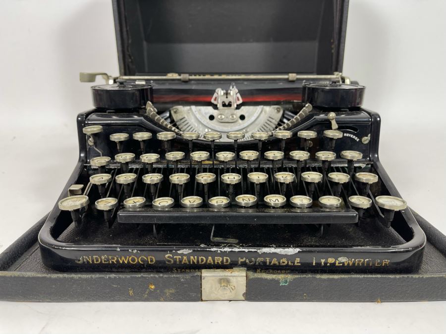 Vintage 1920s Underwood Standard Portable Typewriter With Case Working