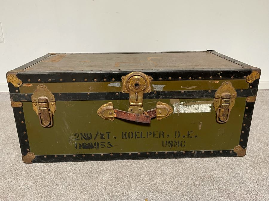 Vintage Marine Corps Foot Locker Footlocker Trunk 31W X 17D X 13H