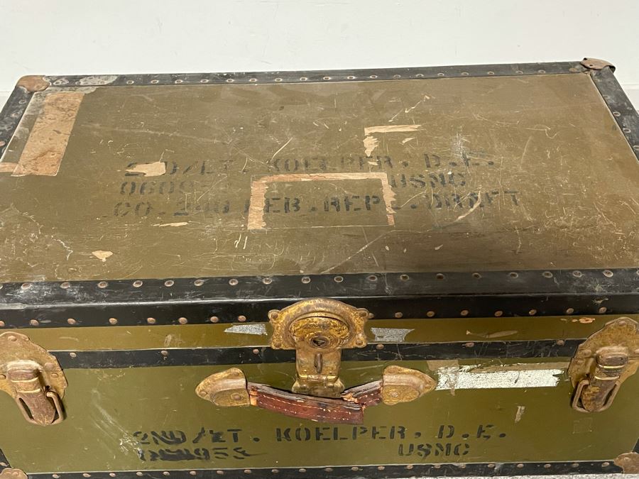 Vintage Marine Corps Foot Locker Footlocker Trunk 31W X 17D X 13H