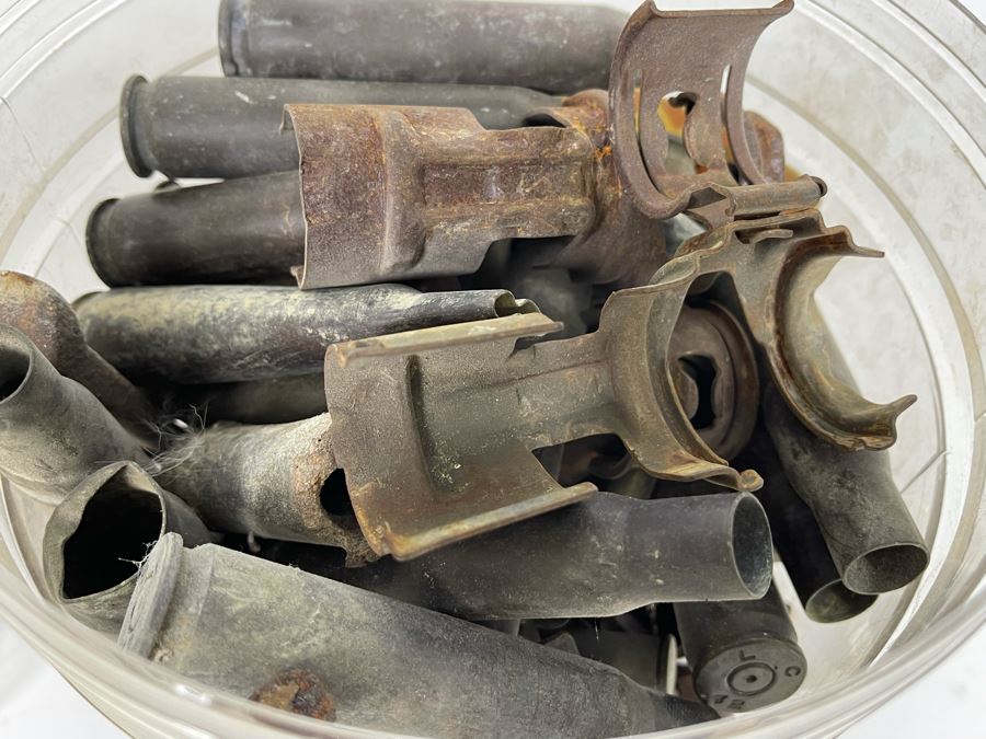 Pair Of Jars Of Spent Bullet Casings Used Shells