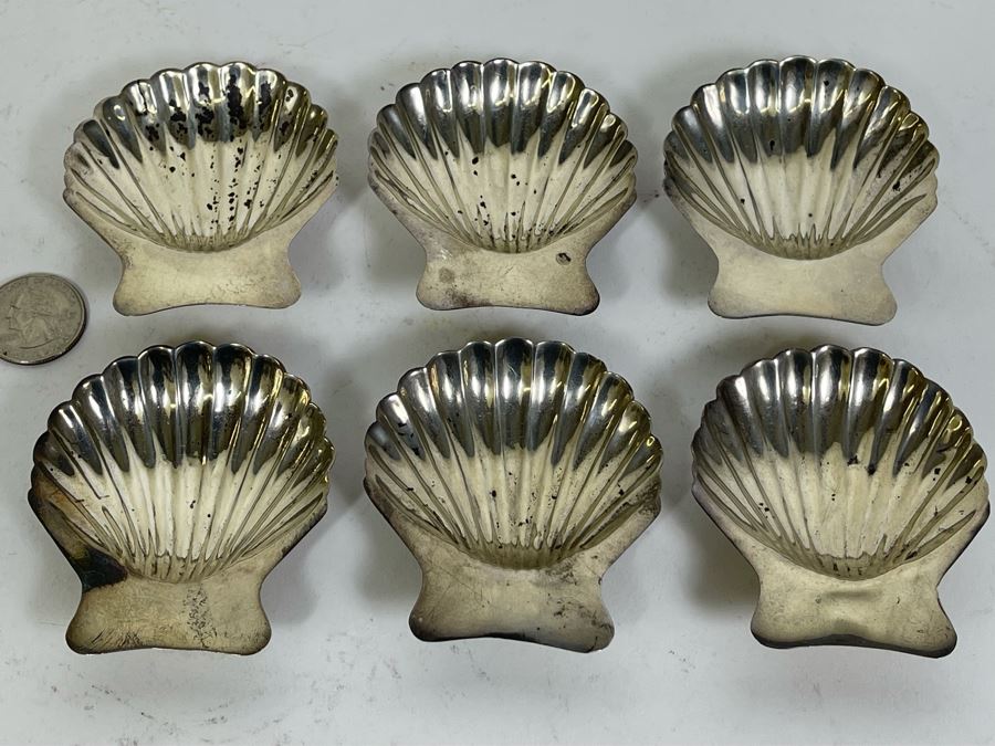 Six Sterling Silver Footed Shell Trays Dishes Mexico 2.5W X 3D X 0.5H ...