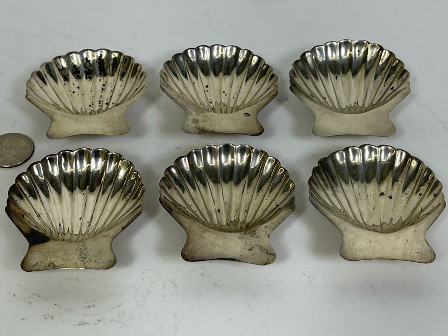 Six Sterling Silver Footed Shell Trays Dishes Mexico 2.5W X 3D X 0.5H ...