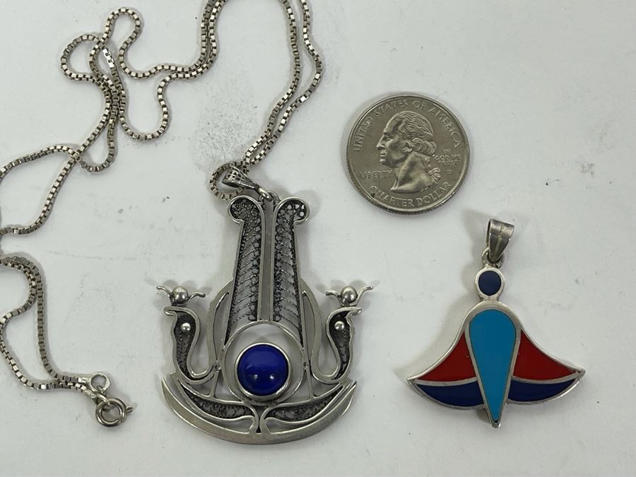 Pair Of Egyptian Pendants (One With Chain) Jewelry