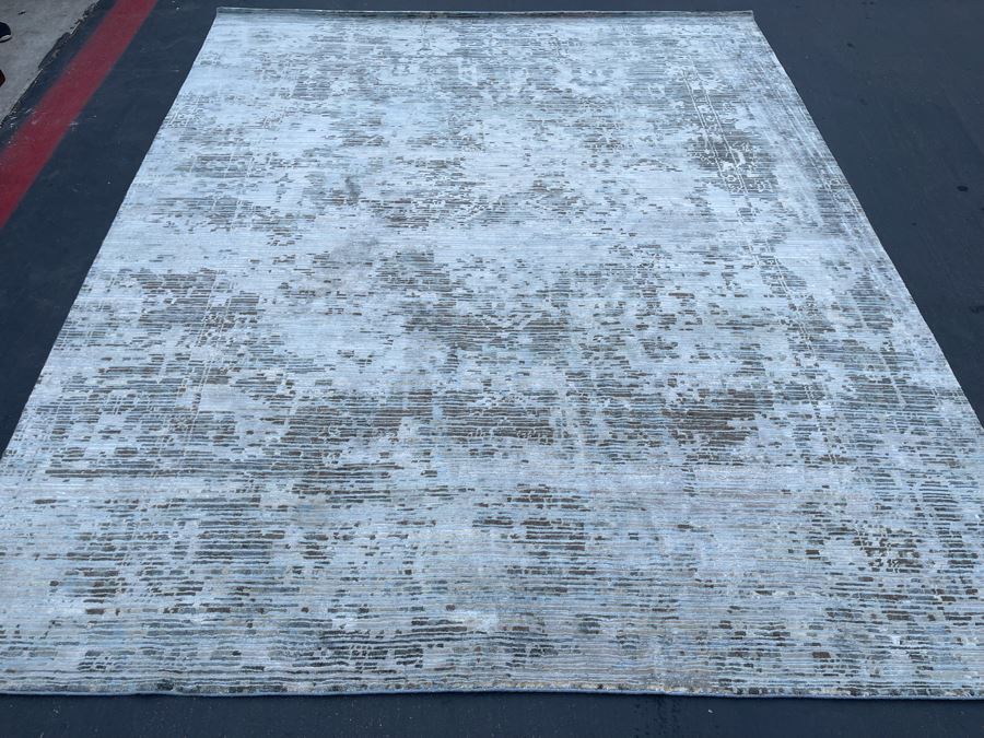 Large Contemporary Wool Area Rug 94.5 X 115