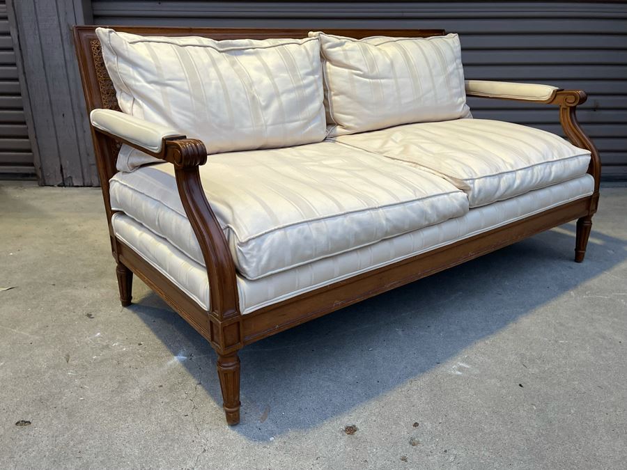 Classy Cane Back Solid Wood Love Seat Sofa 57W X 26D X 31H